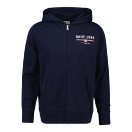 Gant Herren Kapuzensweatjacke "GRAPHIC FULL ZIP HOODIE", blau, Gr. S, Sweatware, Obermaterial: 80% Baumwolle, 20% Polyester, Sweatjacken,