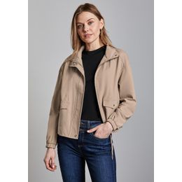 Street One Damen Kurzjacke, beige, Gr. 44, unifarben, Stoff, Obermaterial: 62% Polyester, 38% Baumwolle; Futter: 100% Polyester, Jacken, aus softem