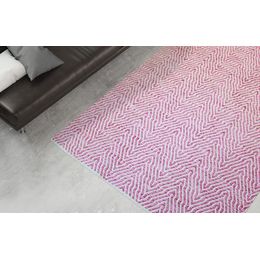 Teppich Calo-deluxe, B:120cm H:7mm L:170cm, pink, Baumwolle, Wohnzimmer, Teppiche, "Luba 433", reine Baumwolle, handgewebt, Wohnzimmer, Kinderzimmer