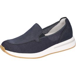 Waldläufer WALDLÄUFER Damen Slipper "H-Agnes", Gr. 8,5, blau, Nubukleder, Textil, Schuhe, Schlupfschuh, Komfortschuh, Freizeitschuh, Weite H (=sehr weit)