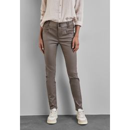 Street One Damen Lederimitathose, braun, Gr. 42, unifarben, Stoff, 79% Viskose, 18% Nylon, 3% Elasthan, Hosen, Middle Waist