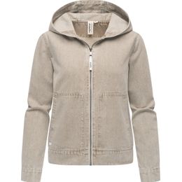 Ragwear Damen Jeansjacke "Lerris Denim", beige, Gr. L, Material: 52% Baumwolle, 48% Polyester, Jacken, Leichte &Uuml;bergangsjacke in Denim-Optik mit