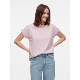 Vila Damen Rundhalsshirt "VIDREAMERS NEW PURE T-SHIRT/SU-NOOS", rosa, Gr. M, unifarben, Jersey, Obermaterial: 50% Baumwolle, 50% Polyester, Shirts,