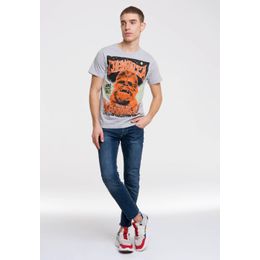 logoshirt Damen T-Shirt "Star Wars - Chewbacca - Back To Kashyyyk", grau, Gr. XS, bedruckt, meliert, 100% Baumwolle, Shirts, mit Chewbacca-Frontdruck