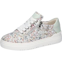 Waldl&auml;ufer WALDL&Auml;UFER Damen Plateausneaker "H-TAMIRA", Gr. 6,5sanftes wei&szlig;, mint multi, Nappaleder, Nubukleder, gebl&uuml;mt, metallic, Schuhe, Schn&uuml;rschuh,