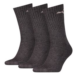 Puma Herren Socken "Puma UNISEX CREW SOCK 3P", Gr. 35, grau, Baumwollmischung, Socken, mit farblichem Logo