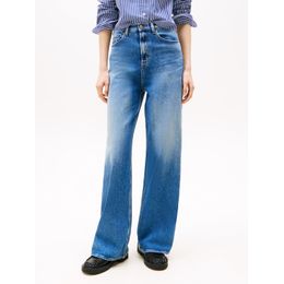 Tommy Jeans Damen Weite Jeans "Claire High Rise", blau, Gr. 33, Denim/Jeans, Obermaterial: 99% Baumwolle, 1% Elasthan, Jeans, mit Logo-Badge