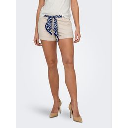 Only Damen Chinoshorts "ONLEVELYN MW NEW BELT CHINO SHORTS PNT", grau, Gr. XL, unifarben, Web, Obermaterial: 97% Baumwolle, 3% Elasthan, Hosen, inkl.