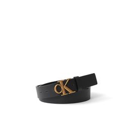Lederg&uuml;rtel Calvin Klein Jeans "MONOGRAM BUCKLE FIXED BELT 35MM", Herren, Gr. 110, schwarz (schwarz, antique brass), Rindsleder, unifarben, G&uuml;rtel Lederg&uuml;rtel