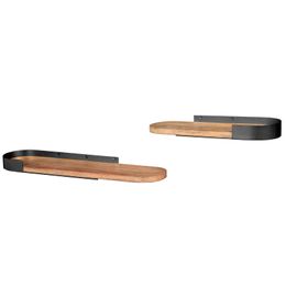 Riess Ambiente riess-ambiente Wandregal PURE NATURE - modern 2er Set 60cm schwarz Mangoholz massiv Metall handmade
