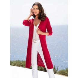 Heine Damen Longstrickjacke, rot, Gr. 38, unifarben, 100% Polyacryl, Strickjacken