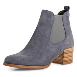 Tamaris Damen Chelseaboots, Gr. 37, blau, Veloursleder, Schuhe, Cowboy Stiefelette, Westernboots mit komfortablem Stretcheinsatz