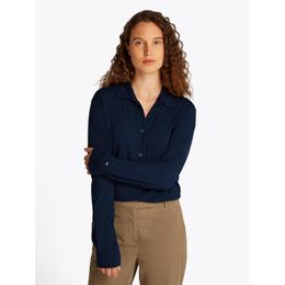 Tommy Hilfiger Damen Klassische Bluse "CASUAL BTN DOWN SHIRT LS", blau, Gr. XS, unifarben, Web, Obermaterial: 70% Baumwolle, 30% Viskose, Blusen, mit