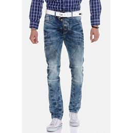 Cipo & Baxx CIPO & BAXX Herren 5-Pocket-Jeans "Jeans", blau, Gr. 30, unifarben, 98% Baumwolle, 2% Elasthan, Jeans, in Regular-Fit, CD-346