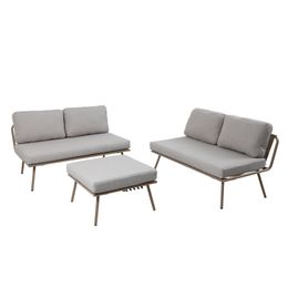 Riess Ambiente riess-ambiente Outdoor Lounge Sitzgruppe MOBILE MODULAR champagner greige mit Tisch wetterfest