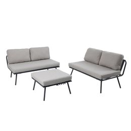 Riess Ambiente riess-ambiente Outdoor Lounge Sitzgruppe MOBILE MODULAR anthrazit hellgrau mit Tisch wetterfest