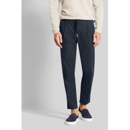 Bugatti Herren Bundfaltenhose, blau, Gr. 35, 56% Baumwolle, 42% Leinen, 2% Elasthan, Hosen, mit konischer Passform