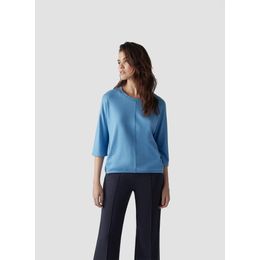 Lecomte Damen Print-Shirt "Lecomte Unifarbenes Shirt mit 3/4-Arm", blau, Gr. 42, unifarben, 70%Viskose 25%Metall 5%Elastan, Shirts