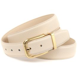 Anthoni Crown Herren Lederg&uuml;rtel, beige, Gr. 115, Rindsleder, G&uuml;rtel