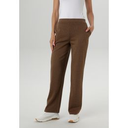 Damen Schlupfhose, beige, Gr. 46, Aniston SELECTED, gemustert, kariert, Obermaterial: 77% Polyester, 16% Viskose, 7% Elasthan, Hosen, mit trendiger