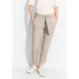 Cecil Damen Paperbag-Hose, beige, Gr. XL, unifarben, Web, 98% Baumwolle, 2% Elasthan, Hosen, im Loose Fit