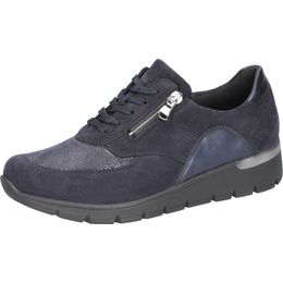 Waldläufer WALDLÄUFER Damen Schnürschuh "K-RAMONA", Gr. 4, blau, Nubukleder, Textil, Veloursleder, unifarben, Schuhe, Komfortschuh, Bequemschuh Sneaker in