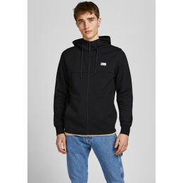 Jack & Jones JACK & JONES Herren Kapuzensweatjacke "AIR SWEAT ZIP HOOD", schwarz, Gr. M, unifarben, Sweatware, Obermaterial: 60% Polyester, 40% Baumwolle,