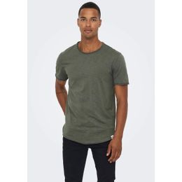 Only & Sons ONLY & SONS Herren Rundhalsshirt "ONSBENNE LONGY SS TEE NF 7822 NOOS", grau, Gr. L, unifarben, Single Jersey, Obermaterial: 100% Baumwolle, Shirts