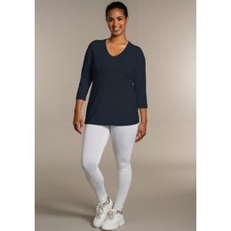 SANDGAARD Damen 3/4-Arm-Shirt, blau, Basic, Gr. 40, unifarben, Jersey, Obermaterial: 95% Viskose, 5% Elasthan, Shirts, mit 3/4-&Auml;rmeln