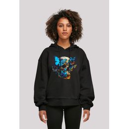 F4NT4STIC Damen Kapuzenpullover "Totenkopf Schmetterling", schwarz, Gr. 4XL, Obermaterial: 100% Baumwolle, Pullover, Print