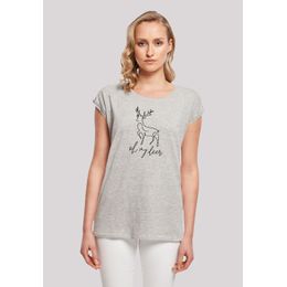 F4NT4STIC Damen T-Shirt "Winter Christmas Deer", grau, Gr. S, Obermaterial: 100% Baumwolle, Shirts, Premium Qualit&auml;t, Rock-Musik, Band