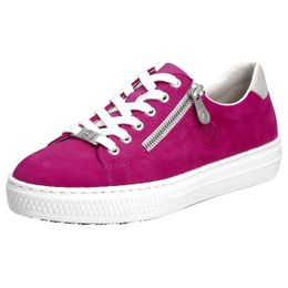 Rieker Damen Plateausneaker, Gr. 40, rosa, Veloursleder, Schuhe, mit weicher MemoSoft-Innensohle, Freizeitschuh, Halbschuh, Schnürschuh
