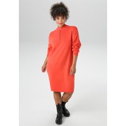 ANISTON PLUS Damen Strickkleid, orange, Gr. 52, Strick, Obermaterial: 50% Viskose, 28% Polyester, 22% Polyamid, Kleider, mit Stehkragen und