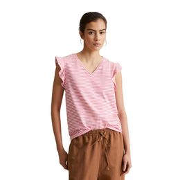 Marc O'Polo Damen T-Shirt "aus gestreiftem Single Jersey", pink, Basic, Gr. L, MARC O'POLO DENIM, gestreift, Obermaterial: 100% Baumwolle, Shirts
