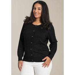 SANDGAARD Damen Strickjacke, schwarz, Gr. 38, unifarben, Feinstrick, Obermaterial: 82% Viskose, 15% Nylon, 3% Elasthan, Strickjacken, mit Knopfleiste
