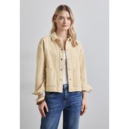 Street One Damen Cordjacke, beige, Gr. 46, unifarben, Web, 98% Baumwolle, 2% Elasthan, Jacken, aus Baumwolle mit Stretchanteil