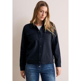 Cecil Damen Cardigan, blau, Gr. XXL, unifarben, Stoff, 70% Viskose, 25% Polyamid, 5% Elasthan, Strickjacken, mit Brusttaschen