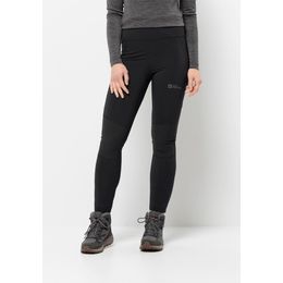 Jack Wolfskin Damen Trekkinghose "KAMMWEG TIGHTS W", schwarz, Gr. XS, 1. OBERSTOFF 59% POLYAMID, 22% POLYESTER, 19% ELASTHAN 2. OBERSTOFF 88%
