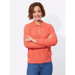 Classic Basics Damen Polokragenpullover "Pullover", orange, Gr. 44, unifarben, 100% Polyacryl, Pullover