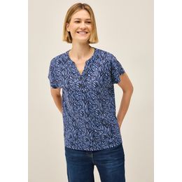 Blusenshirt Cecil, Damen, Gr. L (42), blau (urban navy blau), Web, 50% Baumwolle, 50% Modal, bedruckt, normal normal, V-Ausschnitt, abgesteppt, Shirts Blusenshirt, im Shirt-Style