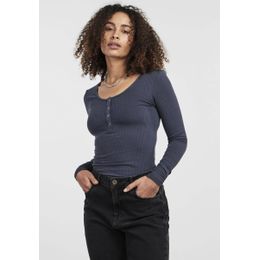 Pieces Damen Langarmshirt "PCKITTE LS TOP NOOS BC", blau, Gr. L, Single Jersey, Obermaterial: 95% Baumwolle, 5% Elasthan, Shirts