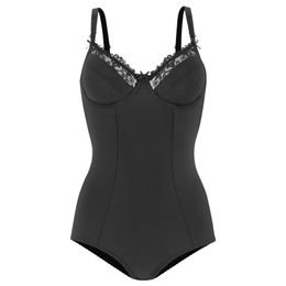 Nuance Damen Body, Gr. 105, schwarz, Spitze, Obermaterial: 80% Polyamid, 10% Elasthan, 10% Polyester, Bodys, mit Bügel und Stickereispitze, Dessous