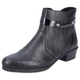 Rieker Damen Stiefelette, Gr. 39, schwarz, Synthetik, Schuhe, mit kleiner Zierkette am Schaft, schmale Form