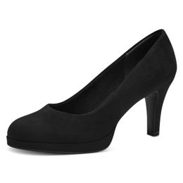Tamaris Damen Pumps, Gr. 39, schwarz, Textil, Veloursleder, unifarben, Schuhe, Abendschuh, Festtagsschuh, mit bezogenem Trichterabsatz, schmale Form