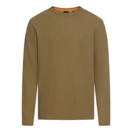 Langarmshirt BOSS Orange "Tempesto", Herren, Gr. L, grün (open grün342), Single Jersey, Obermaterial: 82% Baumwolle, 12% Polyamid, 6% Elasthan, regular fit hüftlang, Rundhals, Shirts, mit BOSS-Stickerei