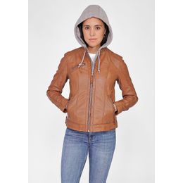 Mustang Damen Lederjacke "31020148", braun, Gr. M, Obermaterial: 100% Lammleder; Innenfutter: 90% Baumwolle, 10% Polyester; Futter: 100% Polyester;