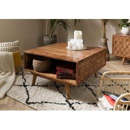 Couchtisch Akazie 70x70x40 Akazie natur lackiert MOSAYK #116