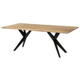 Esstisch Mango 200x100x76 natur lackiert / Epoxid schwarz, Sterngestell anthrazit matt EPOXY