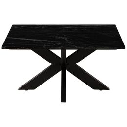 Couchtisch quadratisch 90x90x45 Marmor schwarz / Kreuzgestell Eisen schwarz BARCELONA #416