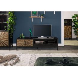 TV-Board Sheesham 178x45x50 schwarz lackiert SUN #106